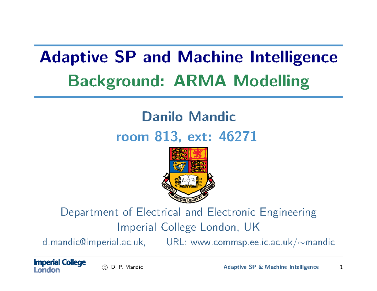 ASP MI Background ARMA Modelling 2020 - Adaptive SP and Machine ...