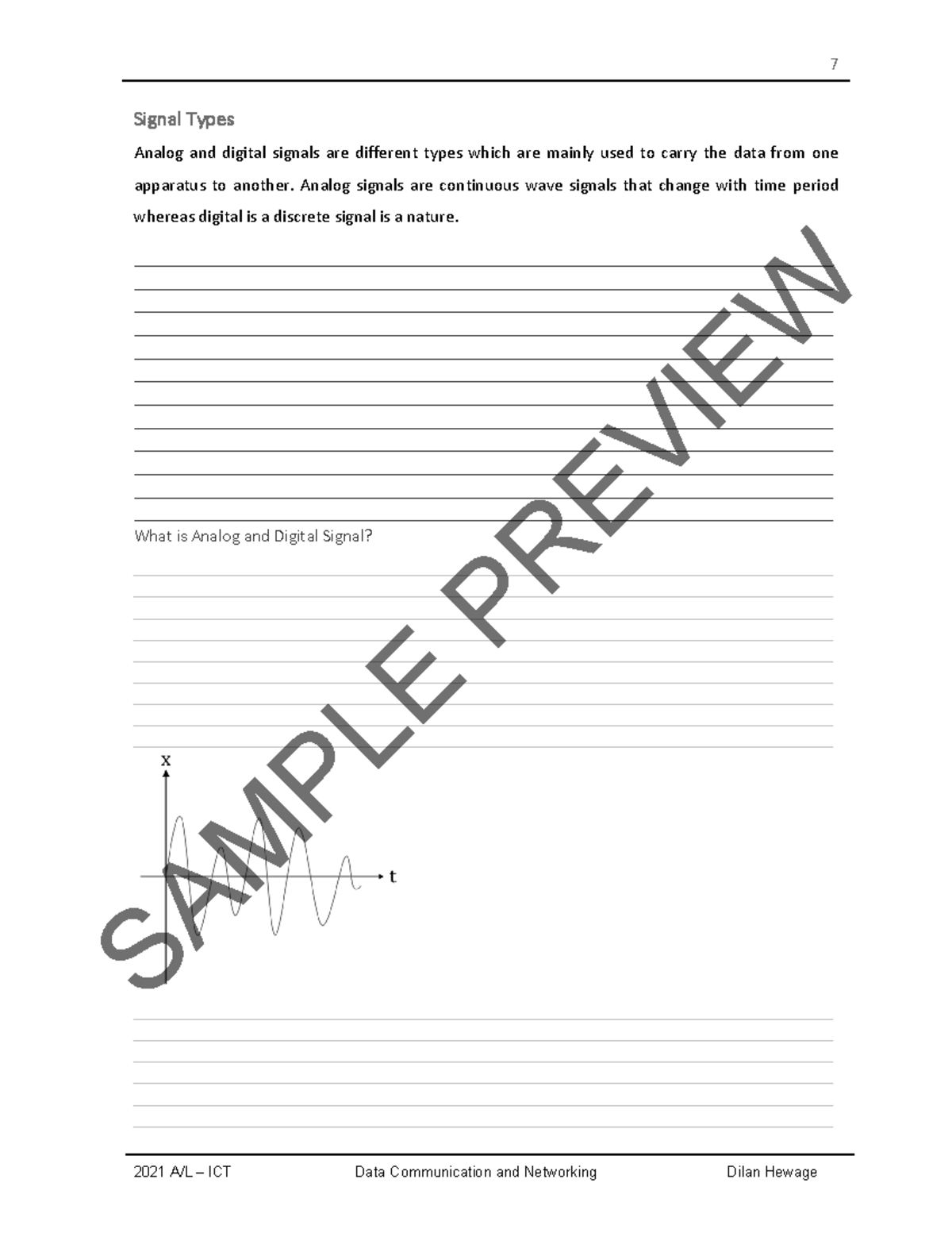 Sample Network Workbook 1 - Signal Types Analog and digital signals are ...