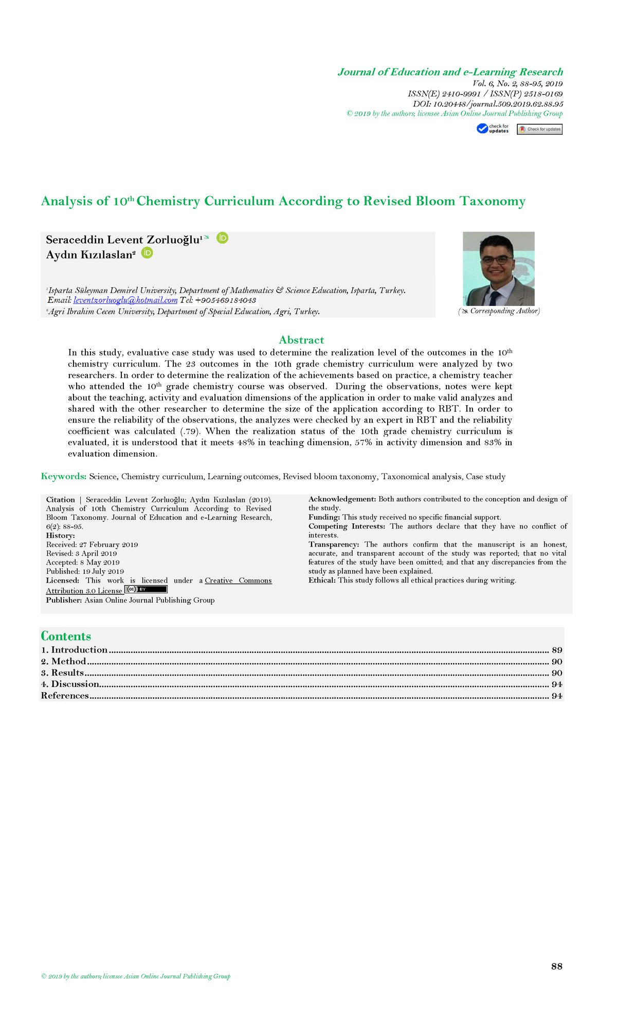 Article for educ - 88 Journal of Education and e-Learning Research Vol ...