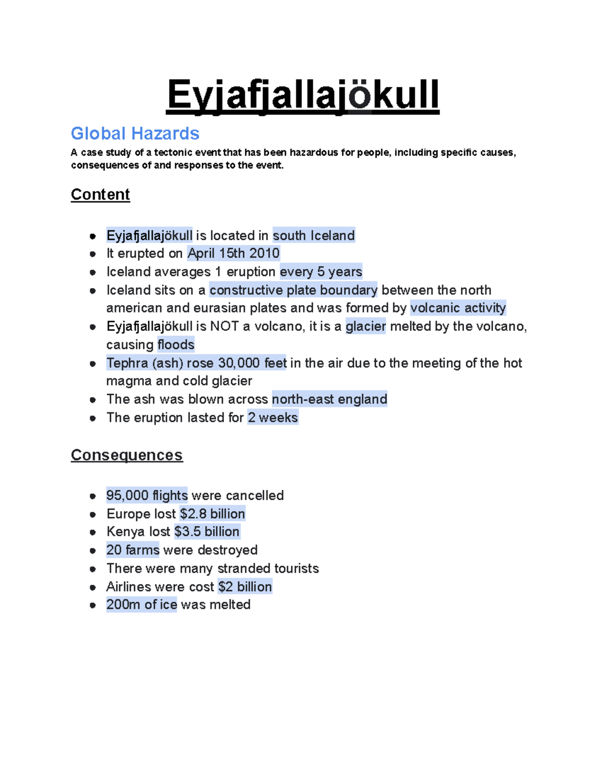 Case Studies - sgvfsdx - Eyjafjallajökull Global Hazards A case study ...