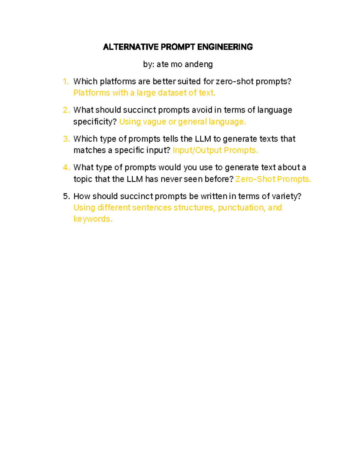 Al Prompt Engr. - ALTERNATIVE PROMPT ENGINEERING by: ate mo andeng ...