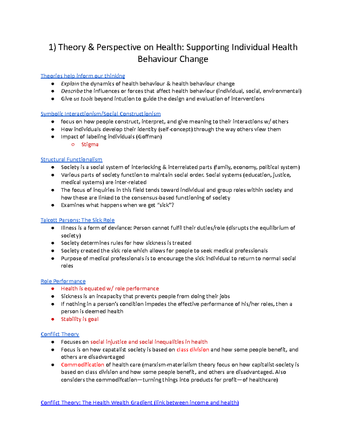 HLST 152 Chapter 1 Notes - 1) Theory & Perspective on Health ...