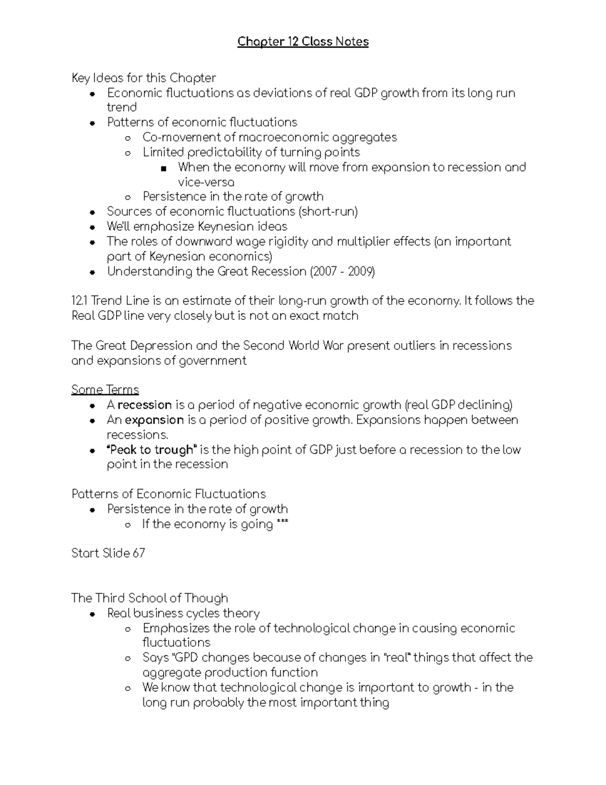 Chapter 12 Class Notes - Chapter 12 Class Notes Key Ideas for this ...