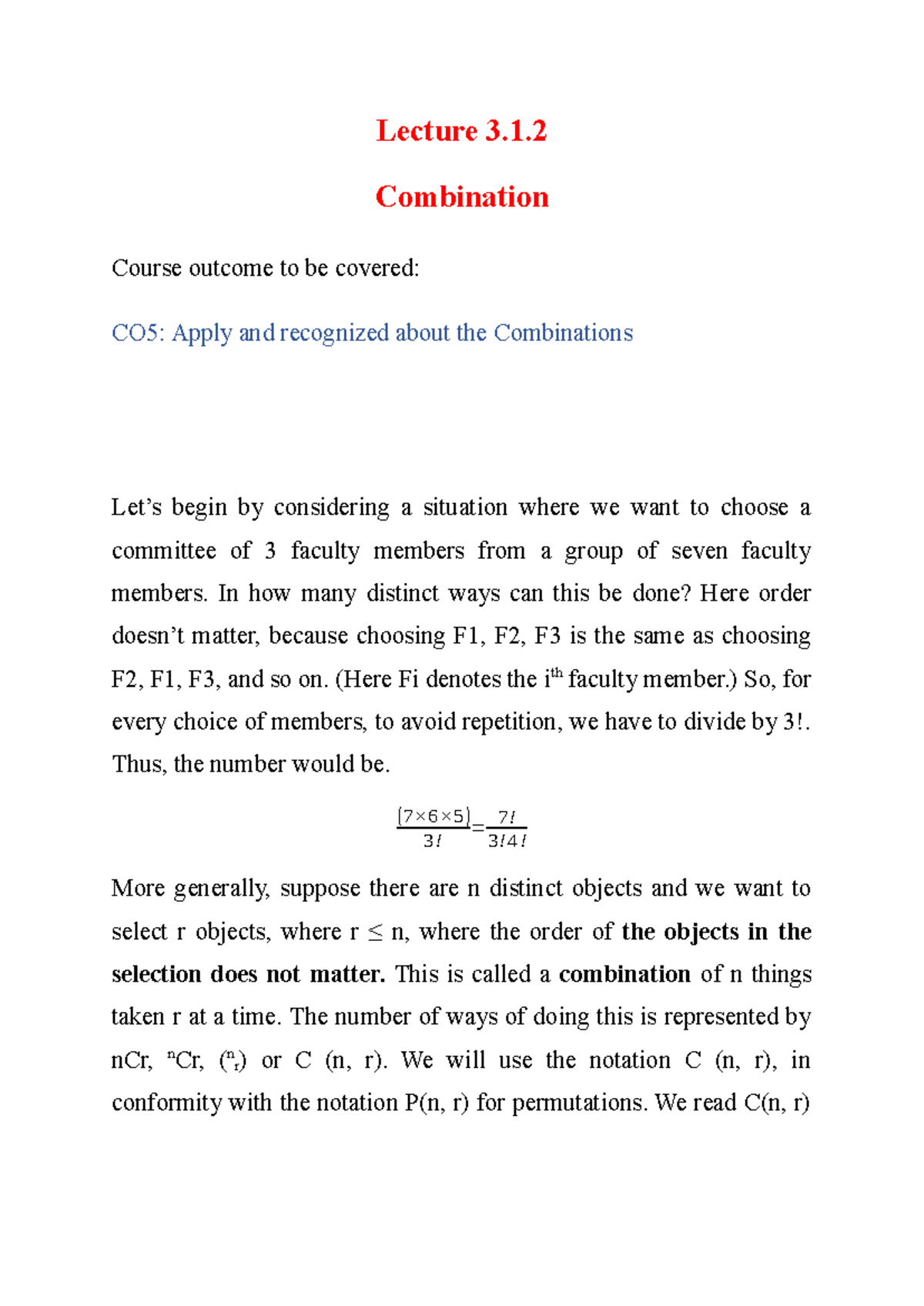 Combinations - combination discrete mathematics - Lecture 3 ...