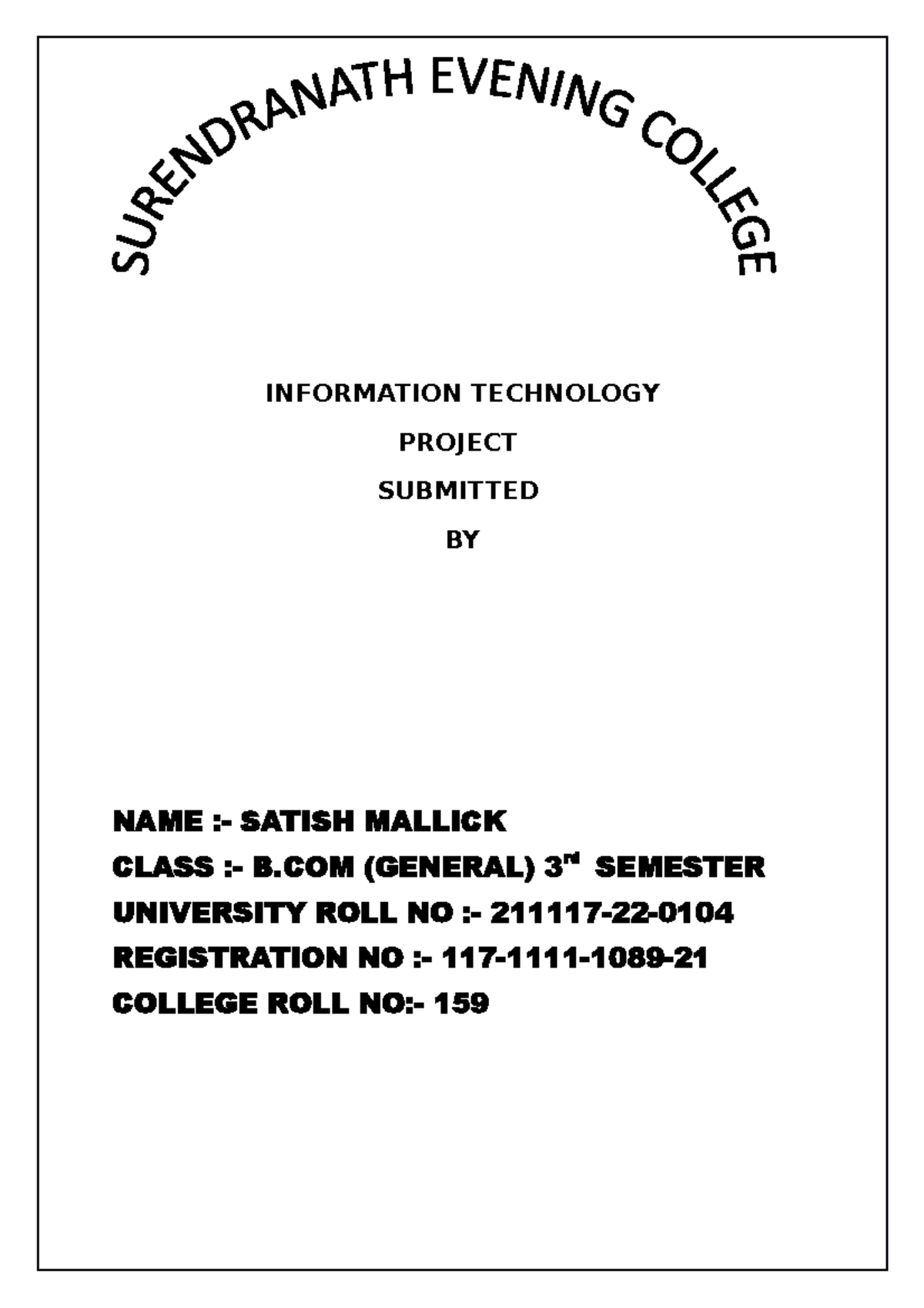 Information Technology - INFORMATION TECHNOLOGY PROJECT SUBMITTED BY ...