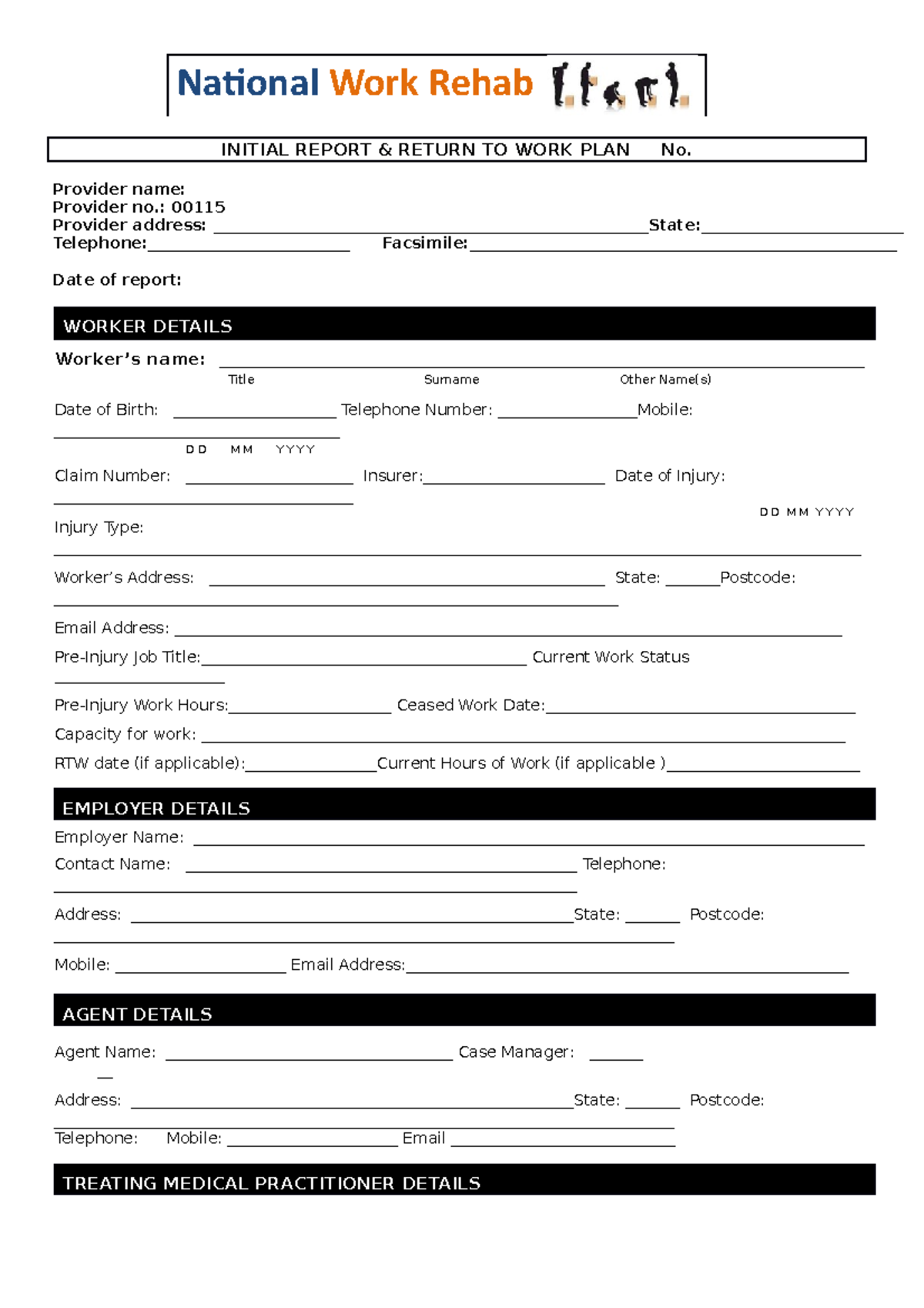 NWR Initial report and Graduated Return to Work Plan Form 2015 - WEEK 5 ...