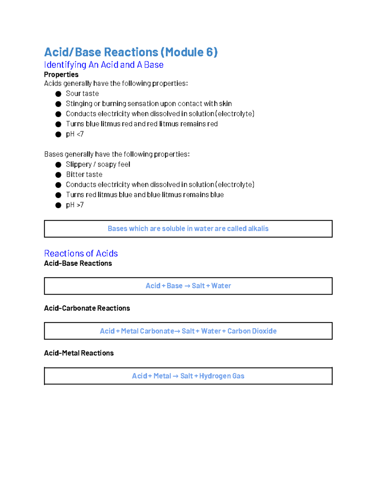Chem mod 6 - Acid/Base Reactions (Module 6) Identifying An Acid and A ...