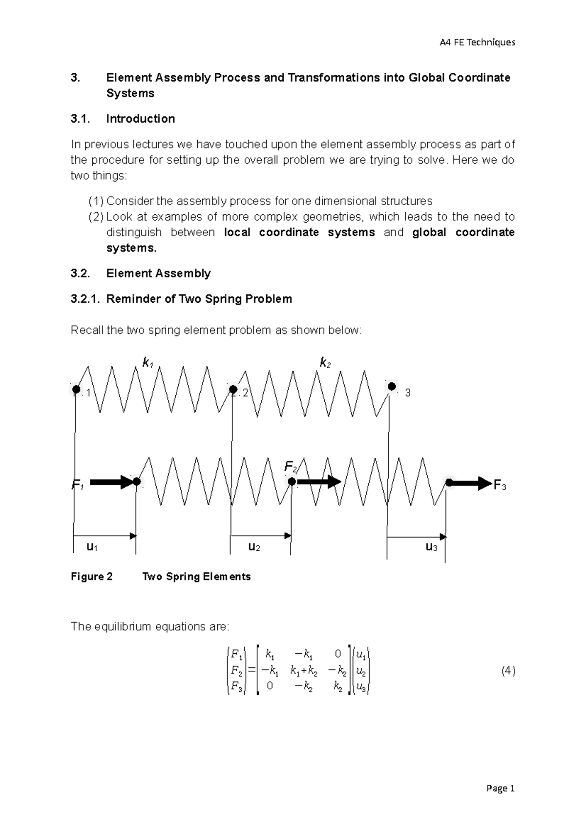 Finite Element Techniques Lecture 3 With Gaps A4 Fe Techniques 3 Element Assembly Process