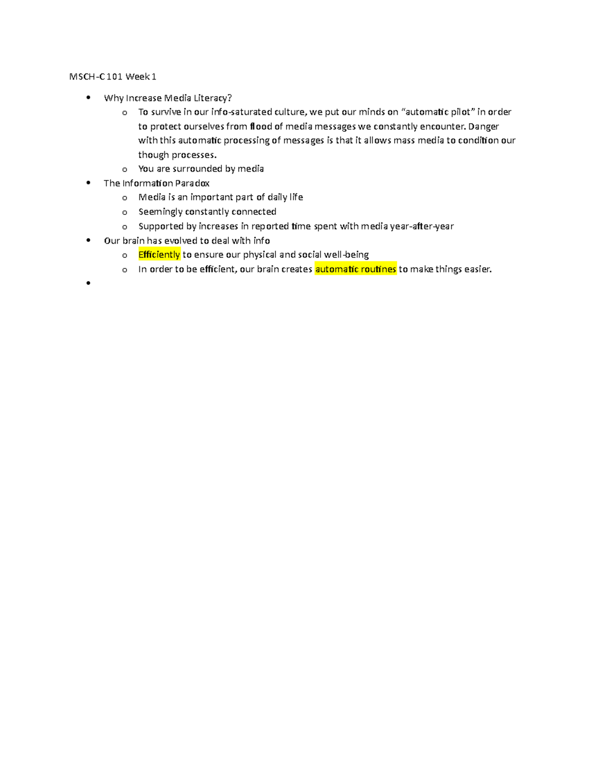 MSCH-C101 Week 1 - Notes from the first week. - MSCH-C 101 Week 1 Why ...