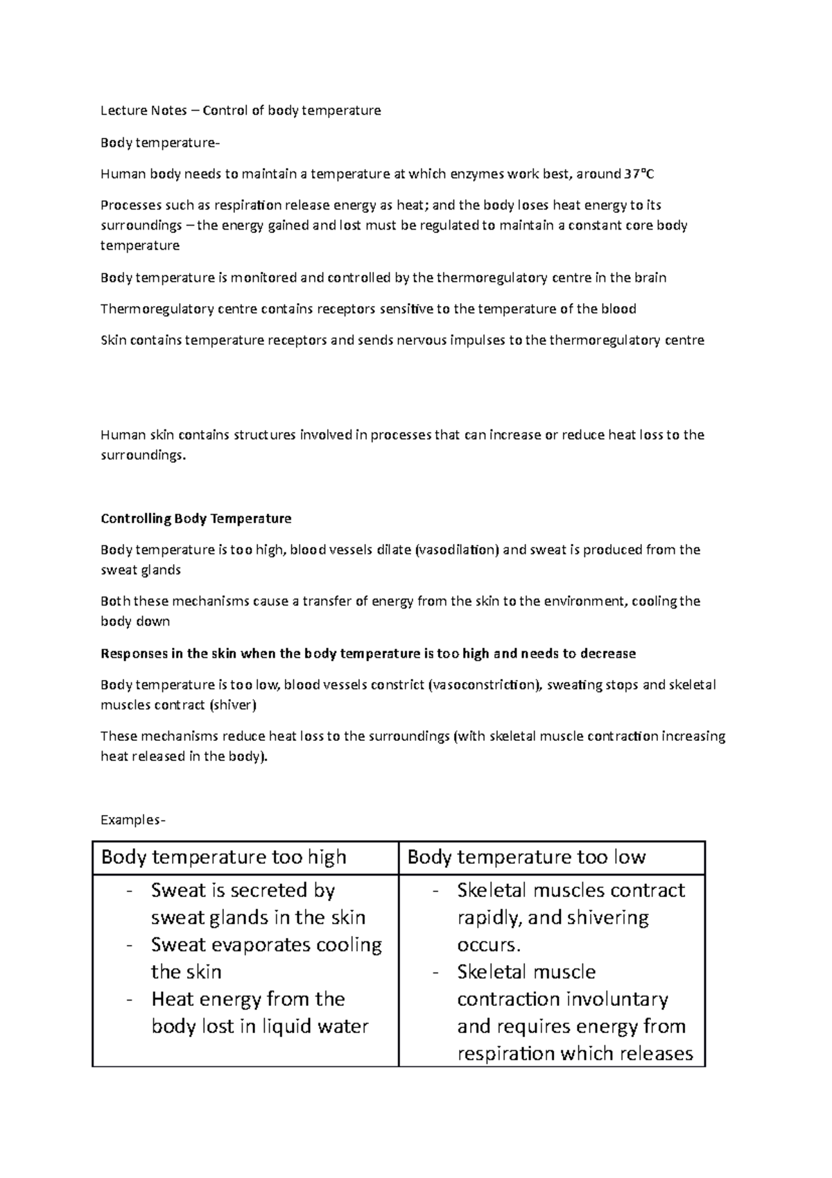 Lecture Notes - Montoring of body temperature - Lecture Notes – Control ...