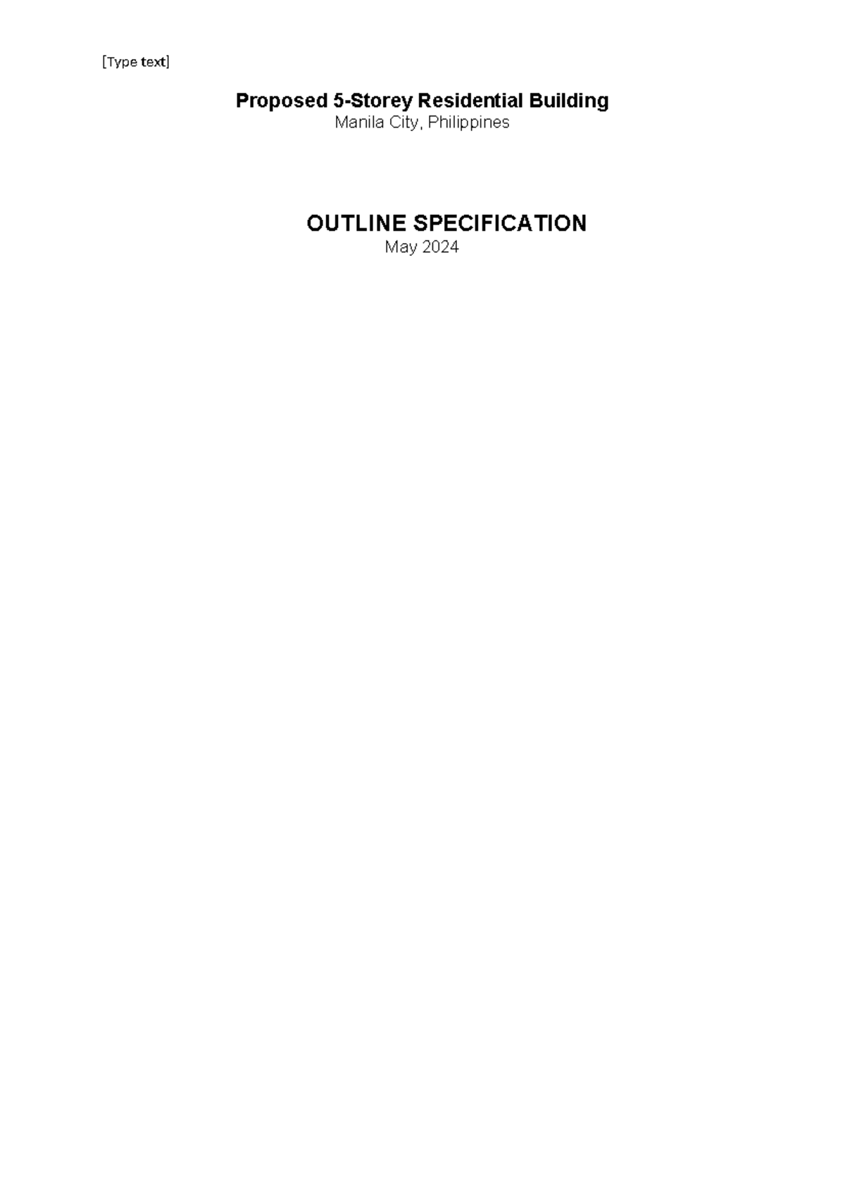Outline Specifications - Proposed 5-Storey Residential Building Manila ...