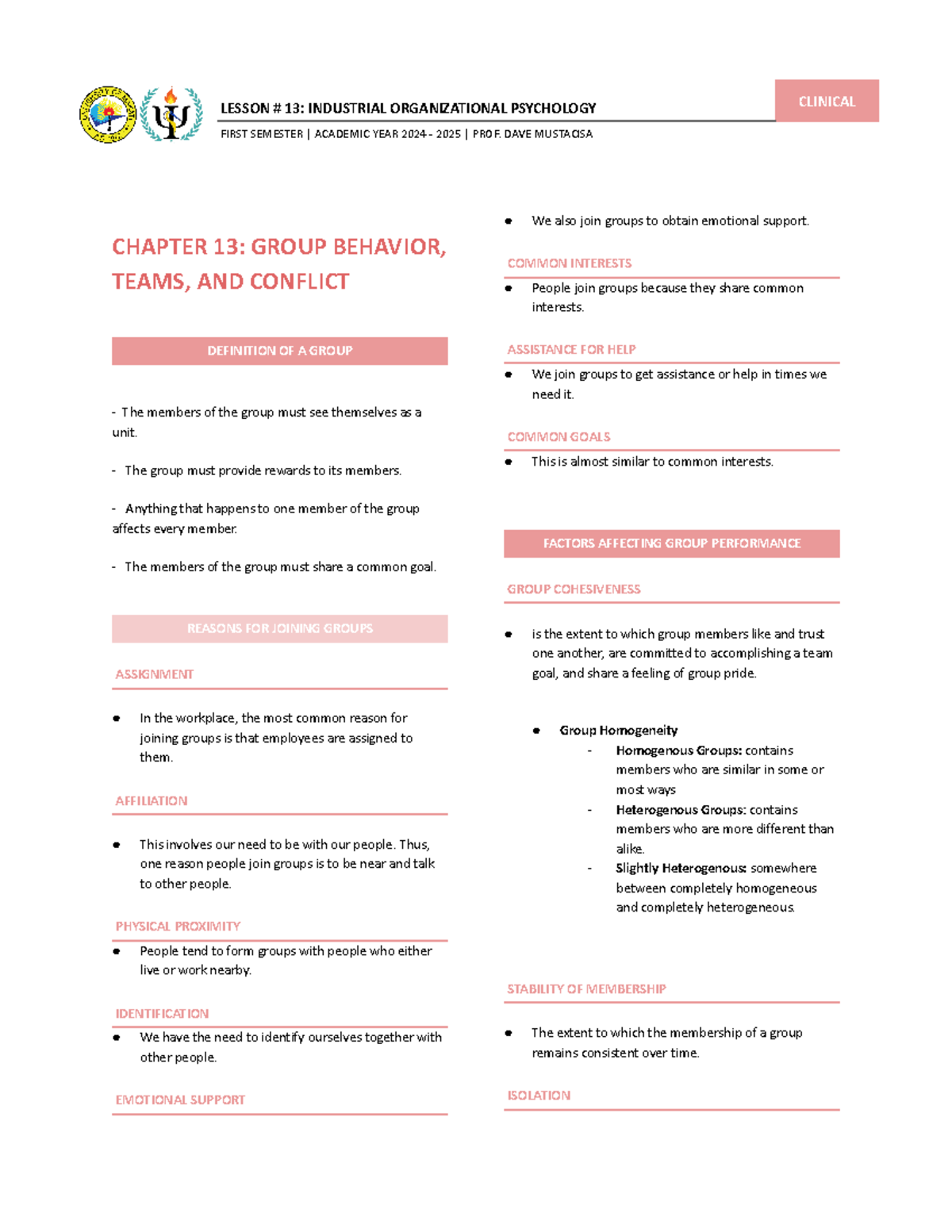 Chapter 13 Group Behavior, Teams, AND Conflict - CHAPTER 13: GROUP ...