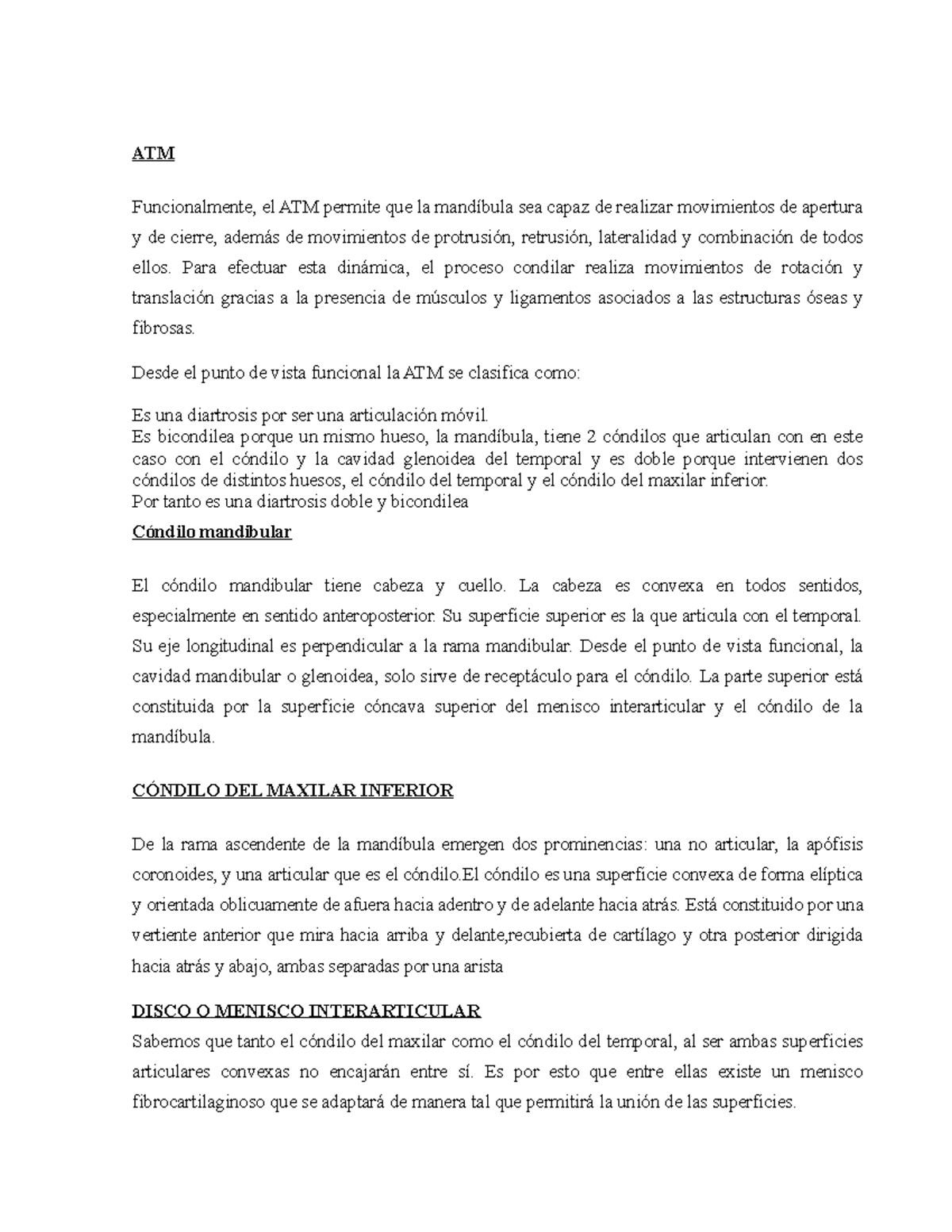 ArticulacióN TÉ Mporo Mandibular - ATM Funcionalmente, el ATM permite ...