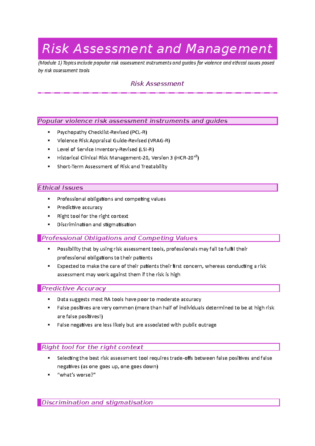 Risk Assessment and Management 6 - Risk Assessment and Management ...
