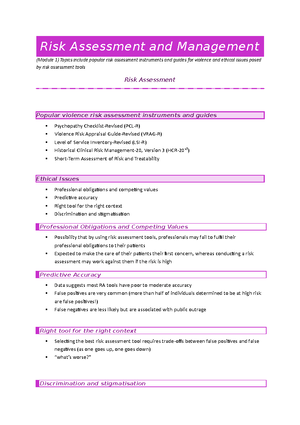 Risk Assess and Manag in FMH2 - Risk Assessment and Management in FMH ...