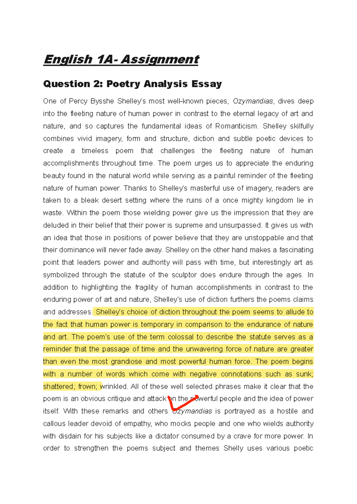 English+1A+Poetry - Case work - English 1A- Assignment Question 2 ...