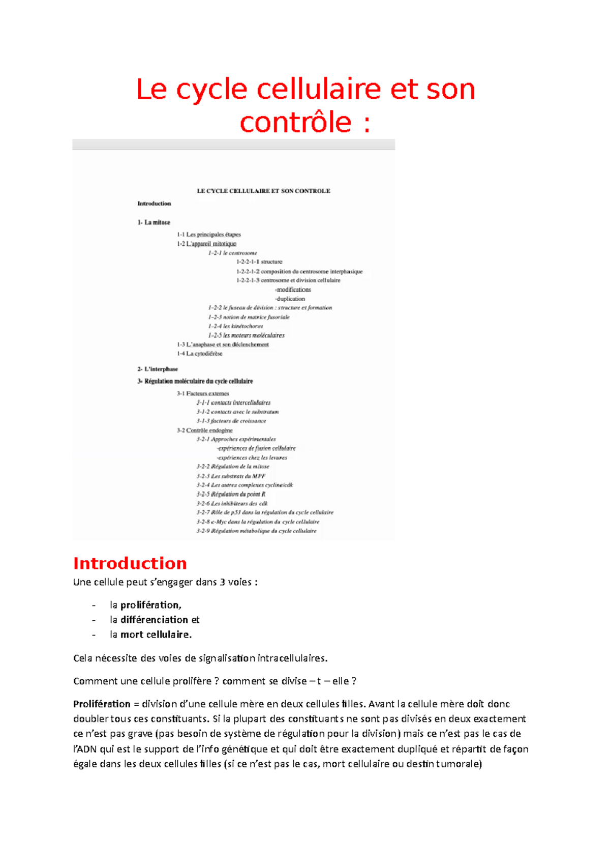 Le cycle cellulaire et son contrôle - Le cycle cellulaire et son ...
