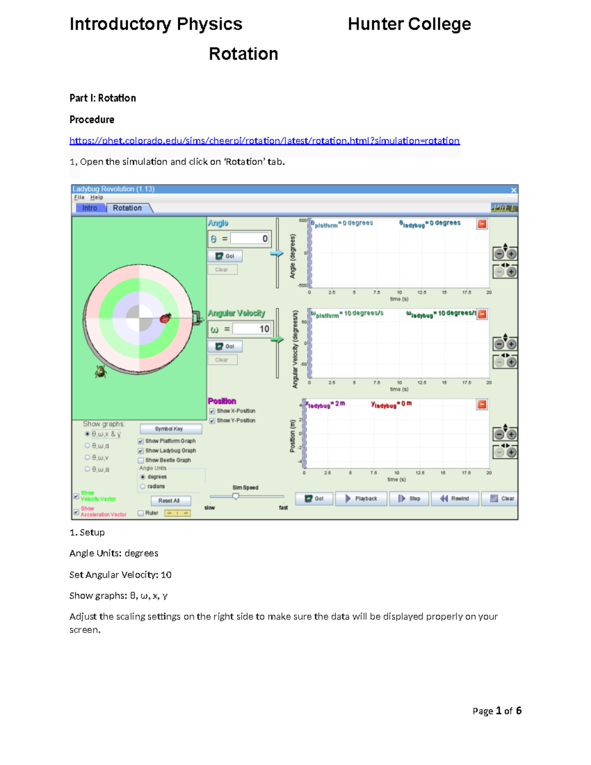 007 Rotation lab outline practice sheet - PHY 2003 - Baruch College ...