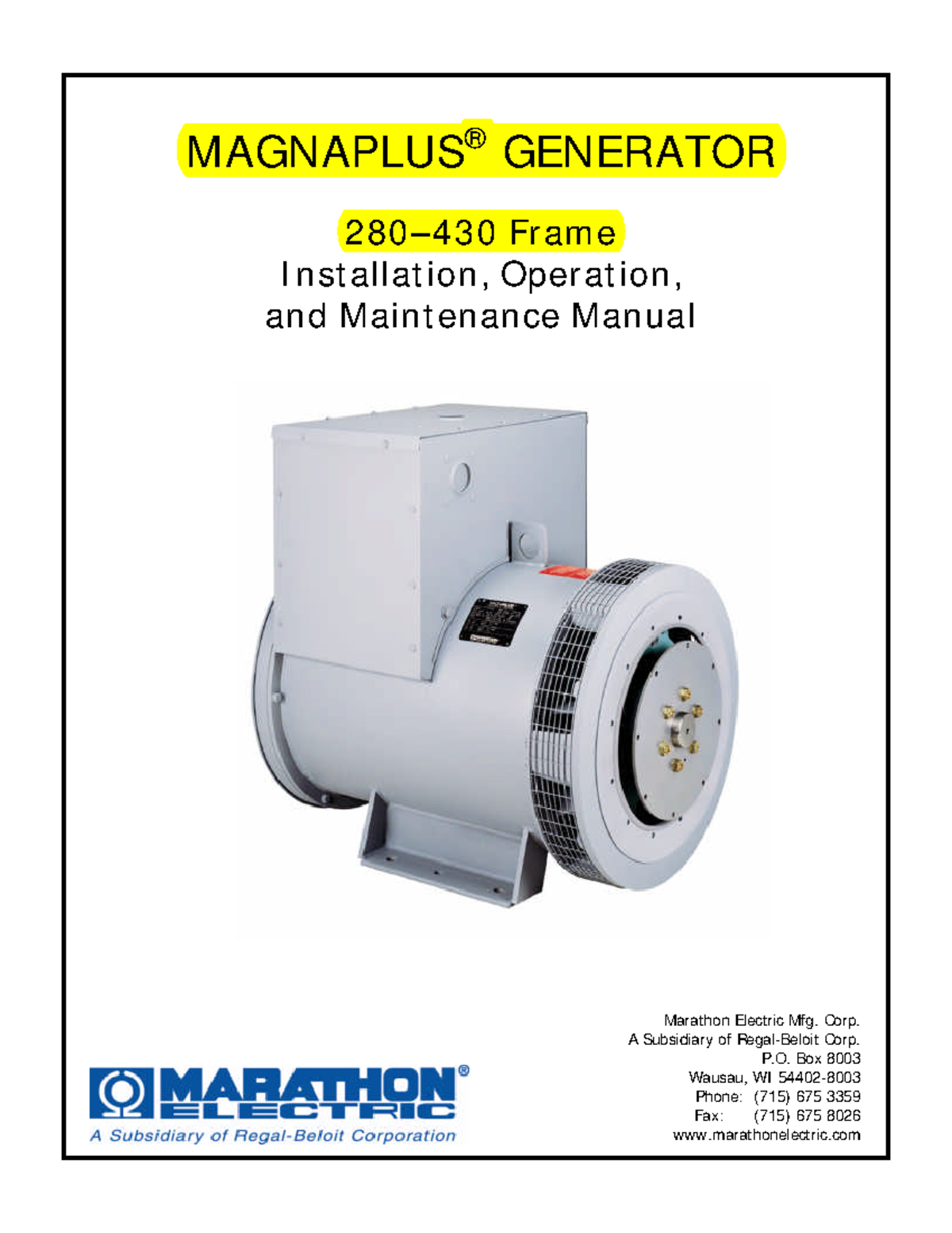 SB504 - automotriz - MAGNAPLUS ® GENERATOR 280–430 Frame Installation ...
