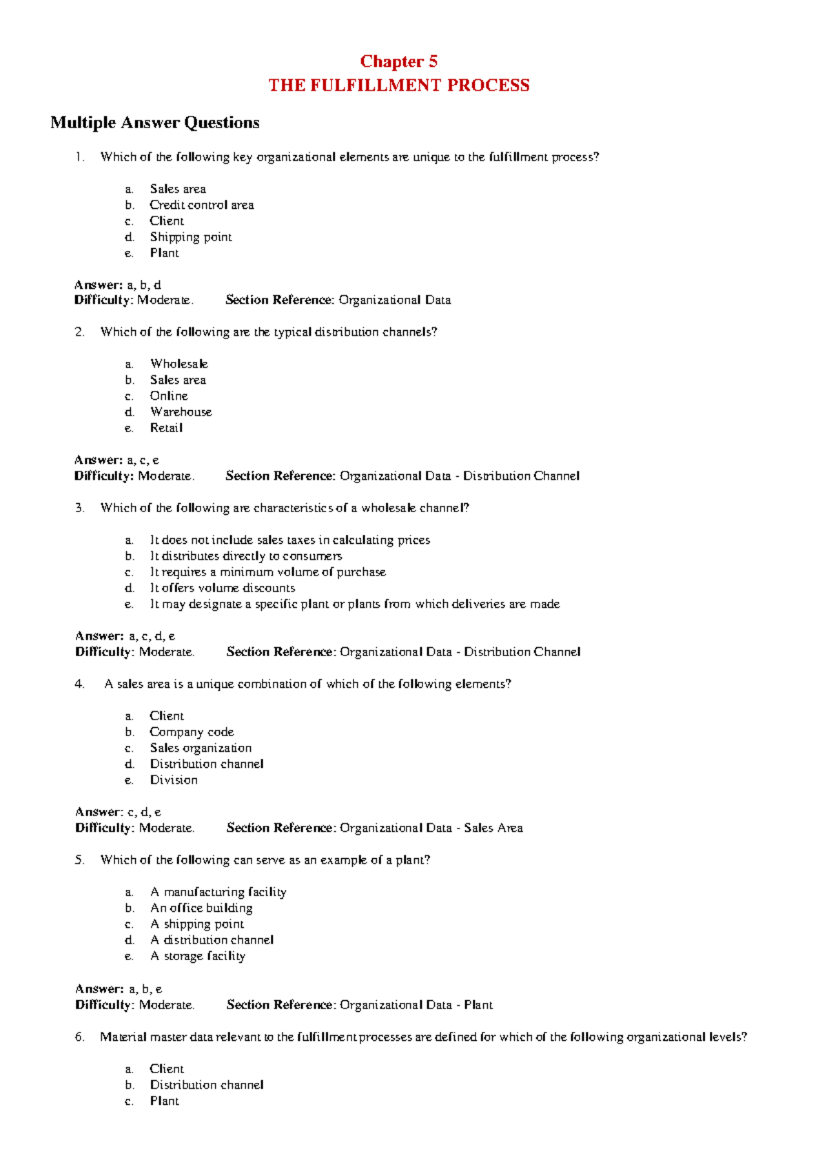 C3 - C3.pdf kkkkkk - Chapter 5 THE FULFILLMENT PROCESS Multiple Answer ...