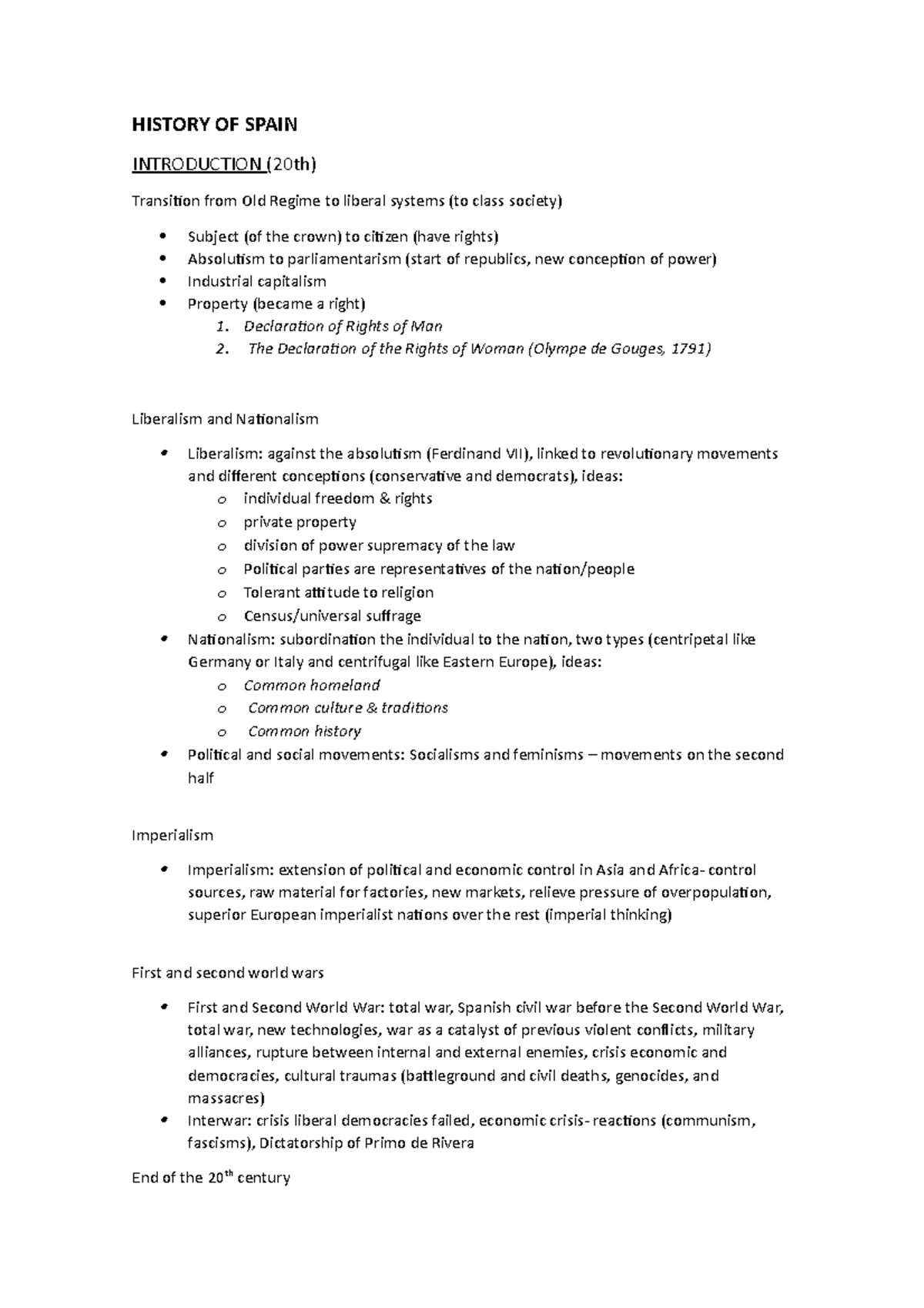 1 - Notes history of spain for journalism - HISTORY OF SPAIN ...