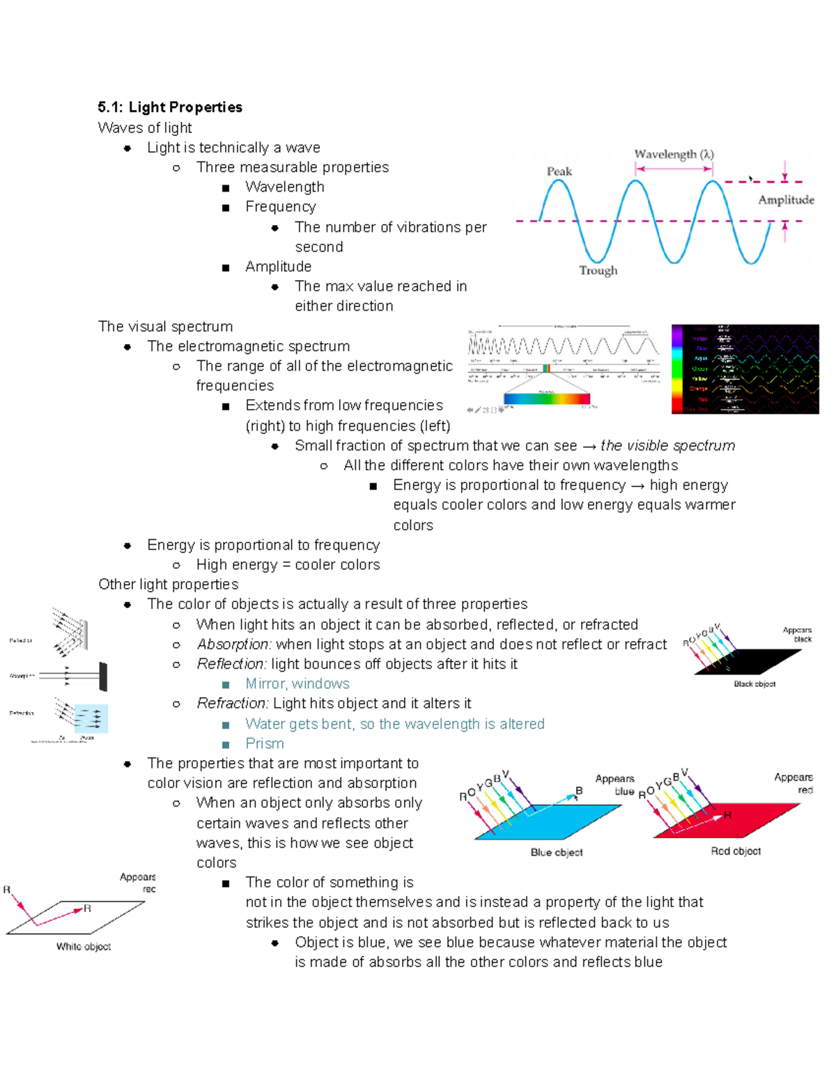 Midterm 2 Notes - 5: Light Properties Waves of light Light is ...