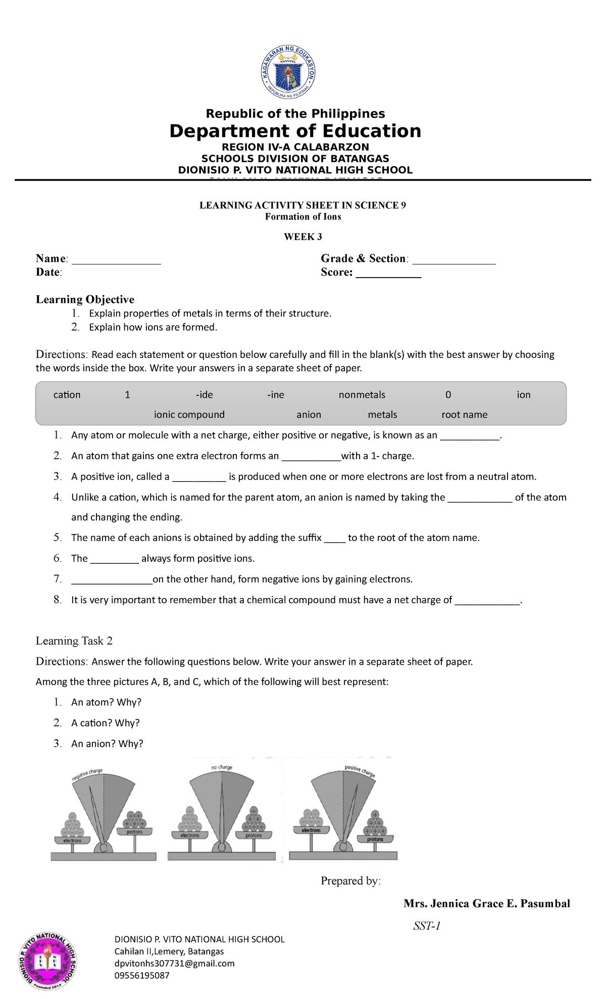 LAS SCI9 WEEK 3 Q2 - las - LEARNING ACTIVITY SHEET IN SCIENCE 9 ...