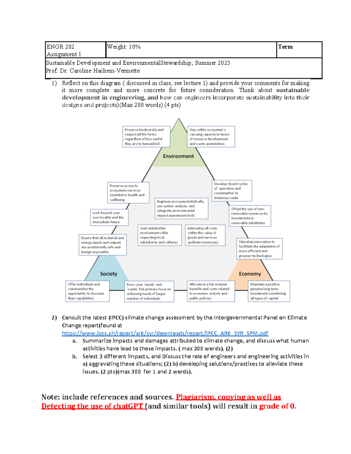 Assignment 1 S2023 Notes Engr 202 Assignment 1 Weight 10 Term Sustainable Development And