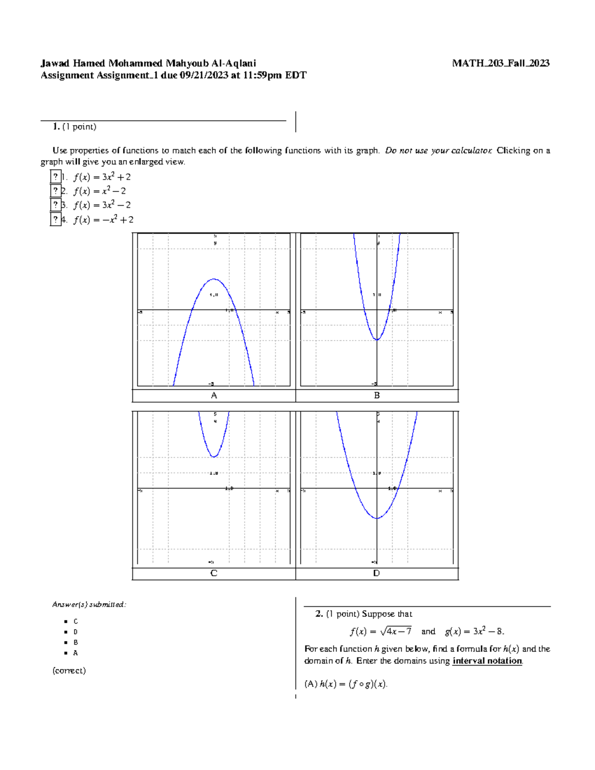 MATH 203 Fall 2023 - practice - Jawad Hamed Mohammed Mahyoub Al-Aqlani ...