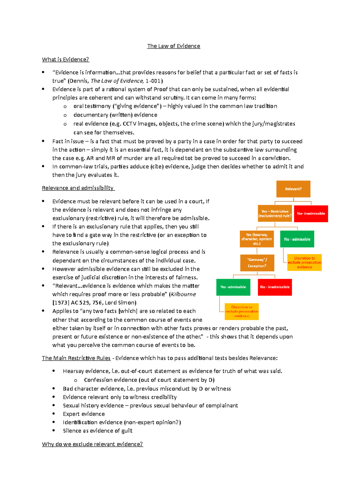 The Law of Evidence Notes - The Law of Evidence What is Evidence ...