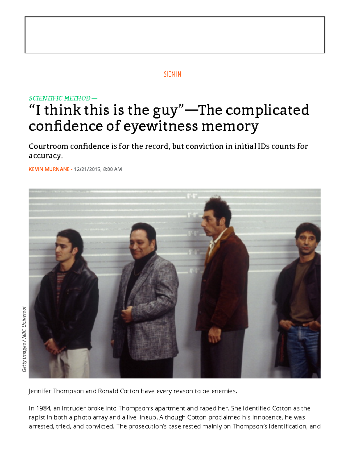 “I think this is the guy”—The complicated confidence of eyewitness ...