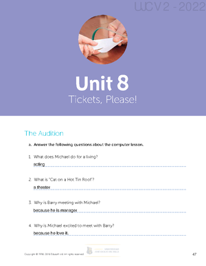 Basic 3 Workbook Unit 6 - Ingles - Basic 3 Unit 6 Drama a. How well do ...