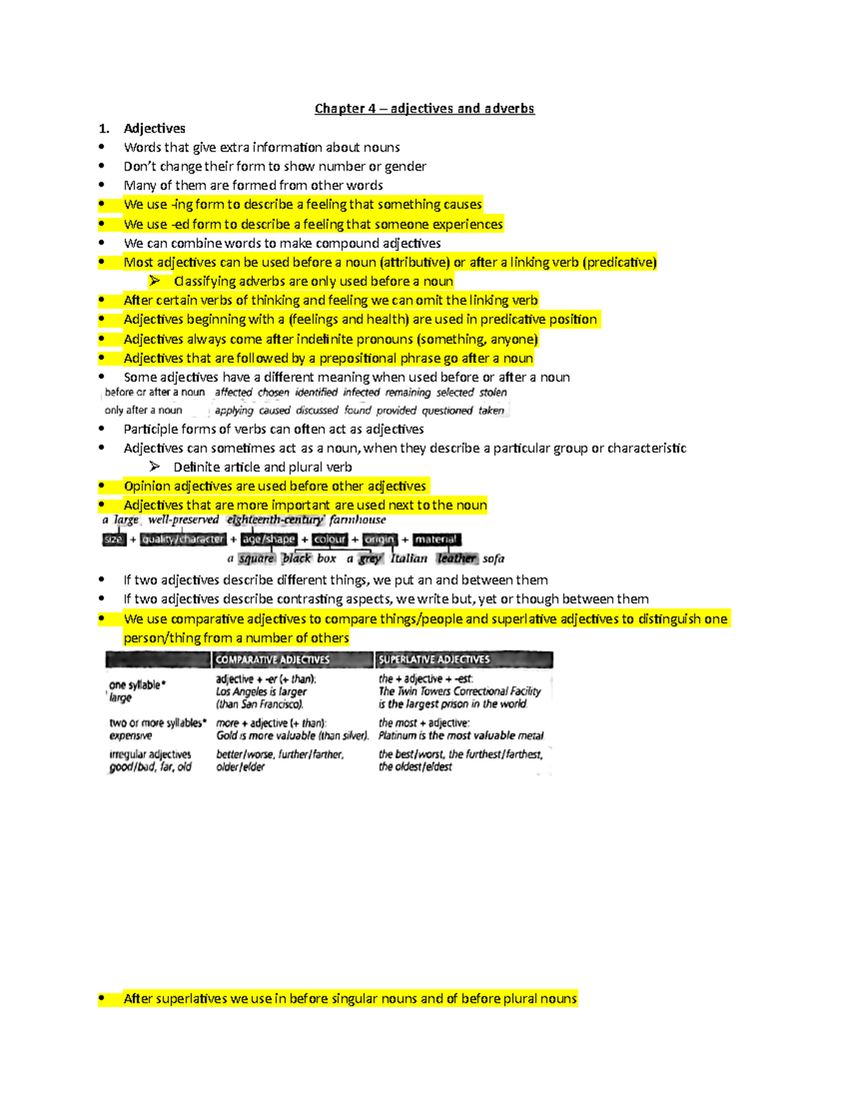 Chapter 4 – adjectives and adverbs - Chapter 4 – adjectives and adverbs ...