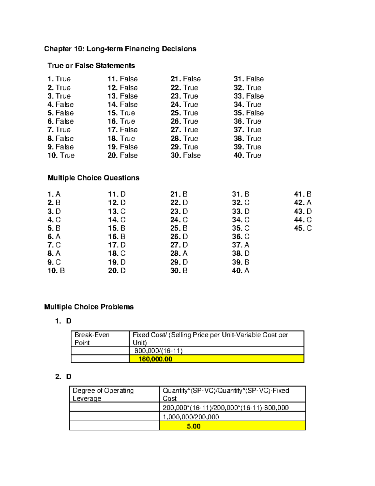 Ch10-long-term-decision-payongayong-1 compress - Chapter 10: Long-term Financing Decisions True ...