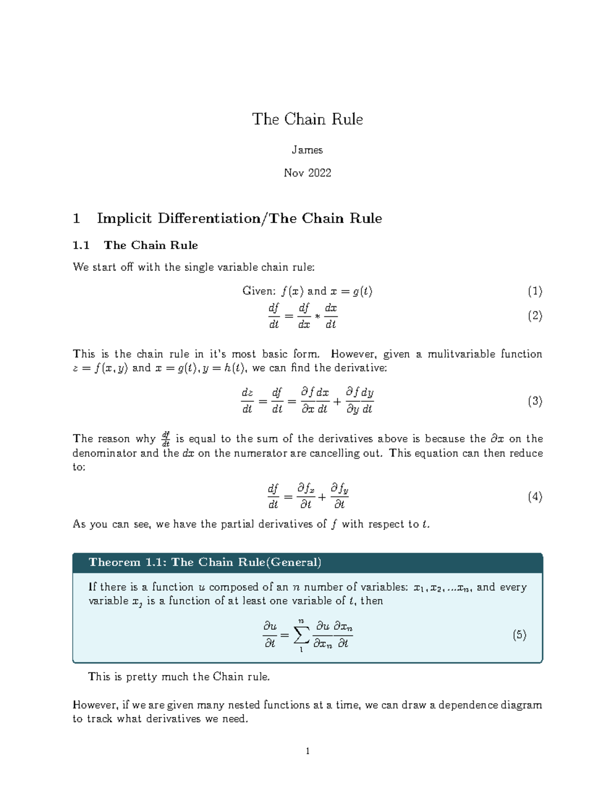 14.4 - The Chain Rule - The Chain Rule James Nov 2022 1 Implicit Differentiation/The Chain Rule ...