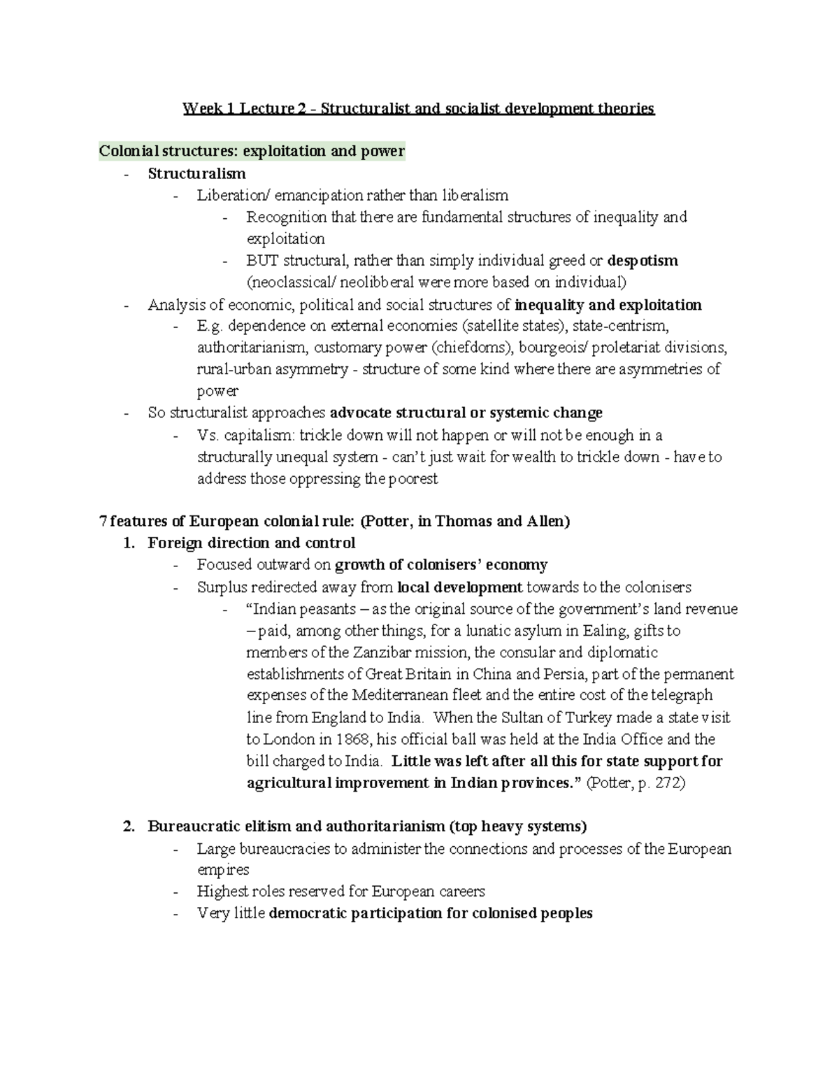Lecture 2 - Structuralist and socialist development theories ...