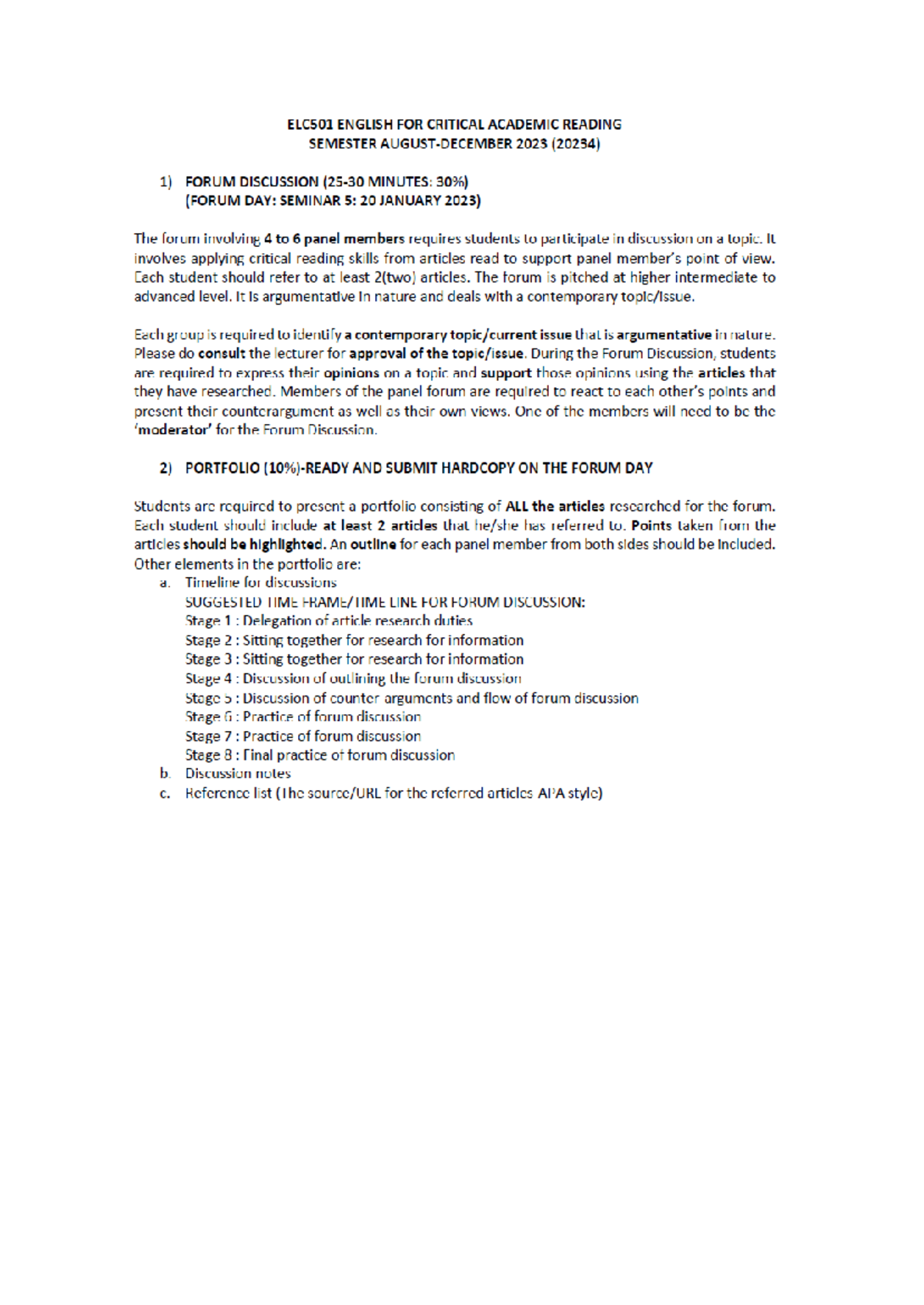 ELC501 - Forum - English for Critical Academic Reading - Studocu