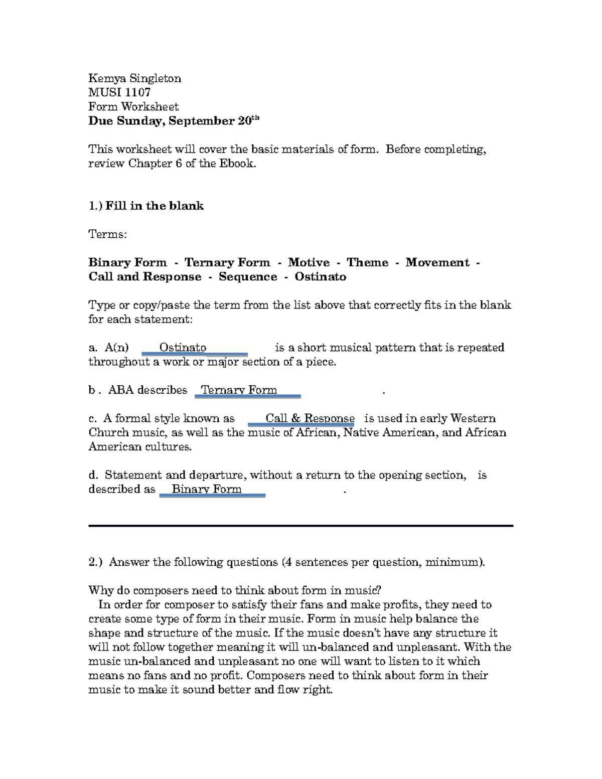 LM 2 Form worksheet - Learning module two form work. - Kemya Singleton ...
