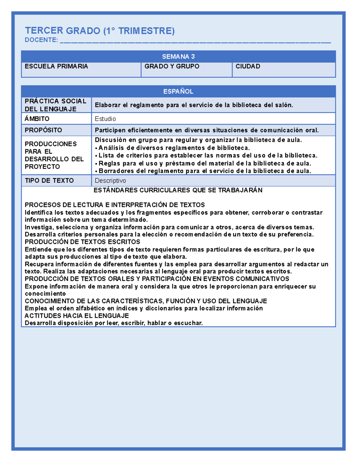 3° Grado Semana 3 (1° Trimestre) - TERCER GRADO (1° TRIMESTRE) DOCENTE ...