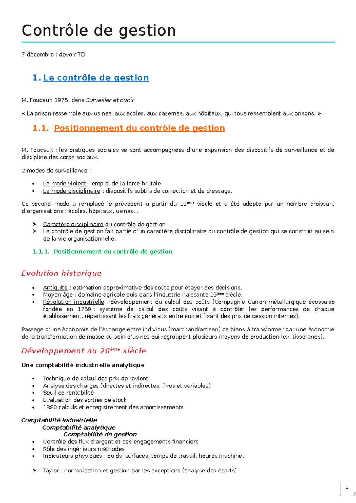 Contrôle de gestion V2 - Contrôle de gestion 7 décembre : devoir TD 1 ...