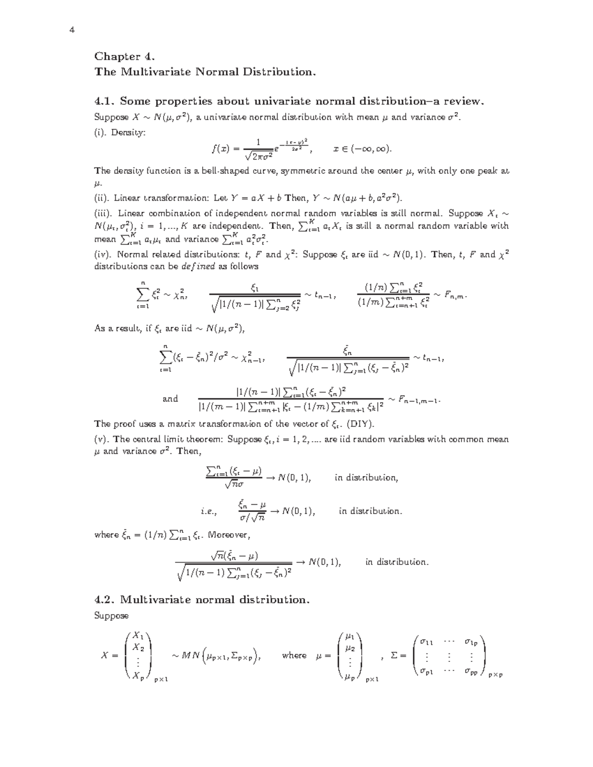 Chap4part1 - Kani Chen - 4 Chapter 4. The Multivariate Normal ...