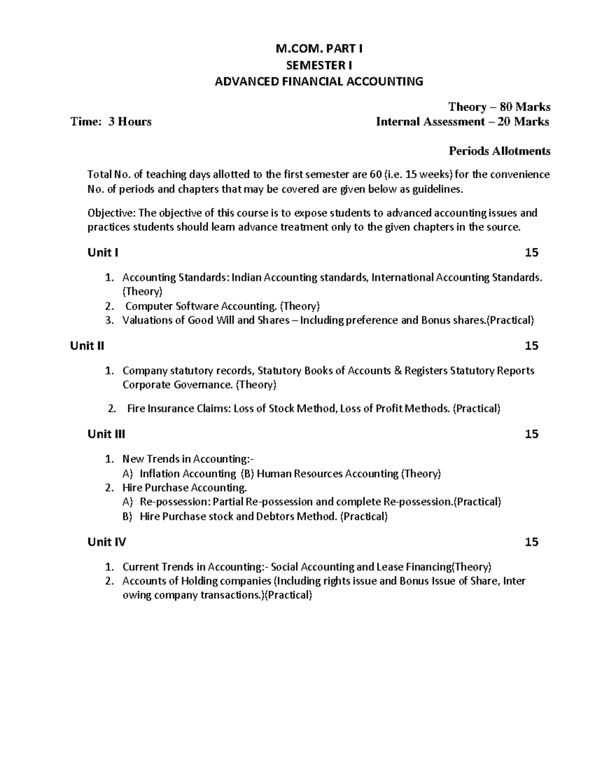 Advanced Finacial Accounting MCom I II - M. PART I SEMESTER I ADVANCED FINANCIAL ACCOUNTING ...