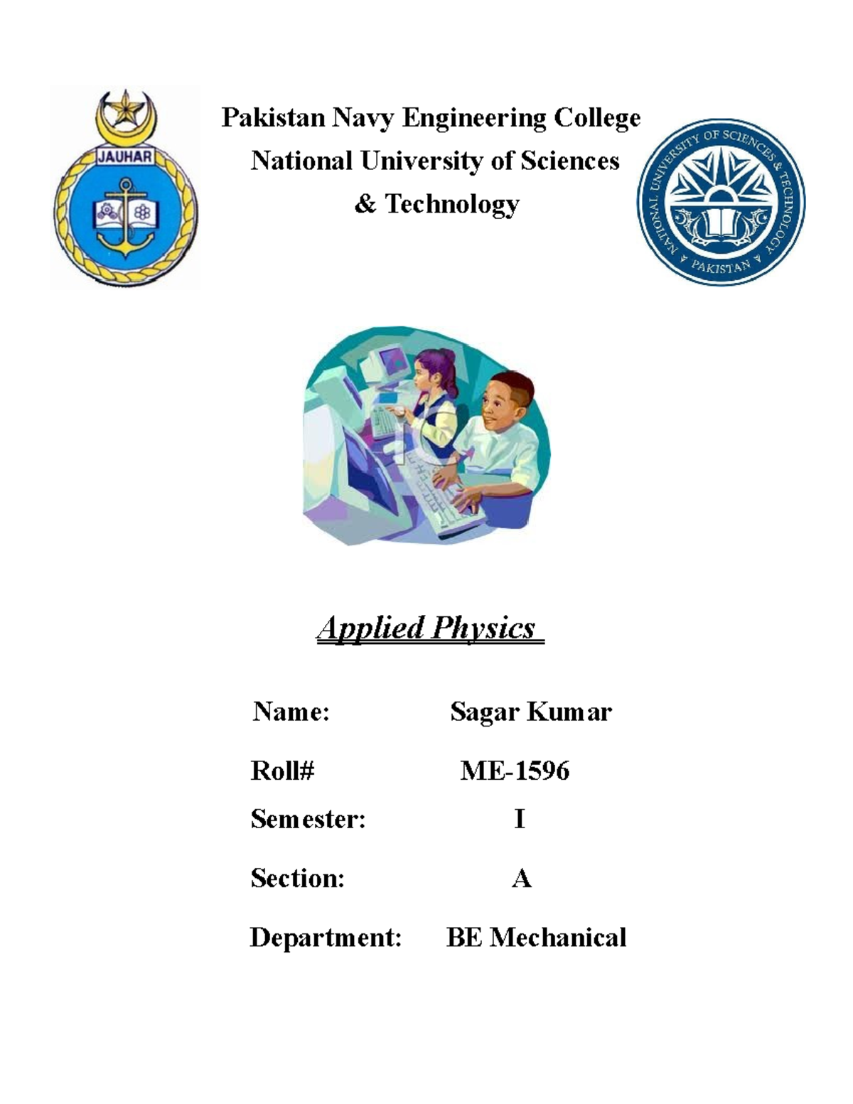 Assignment#1 - Assignment - Pakistan Navy Engineering College National ...