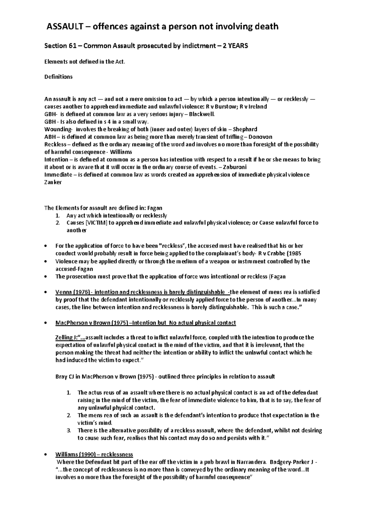 4. Assault - Warning: TT: undefined function: 32 ASSAULT – offences ...