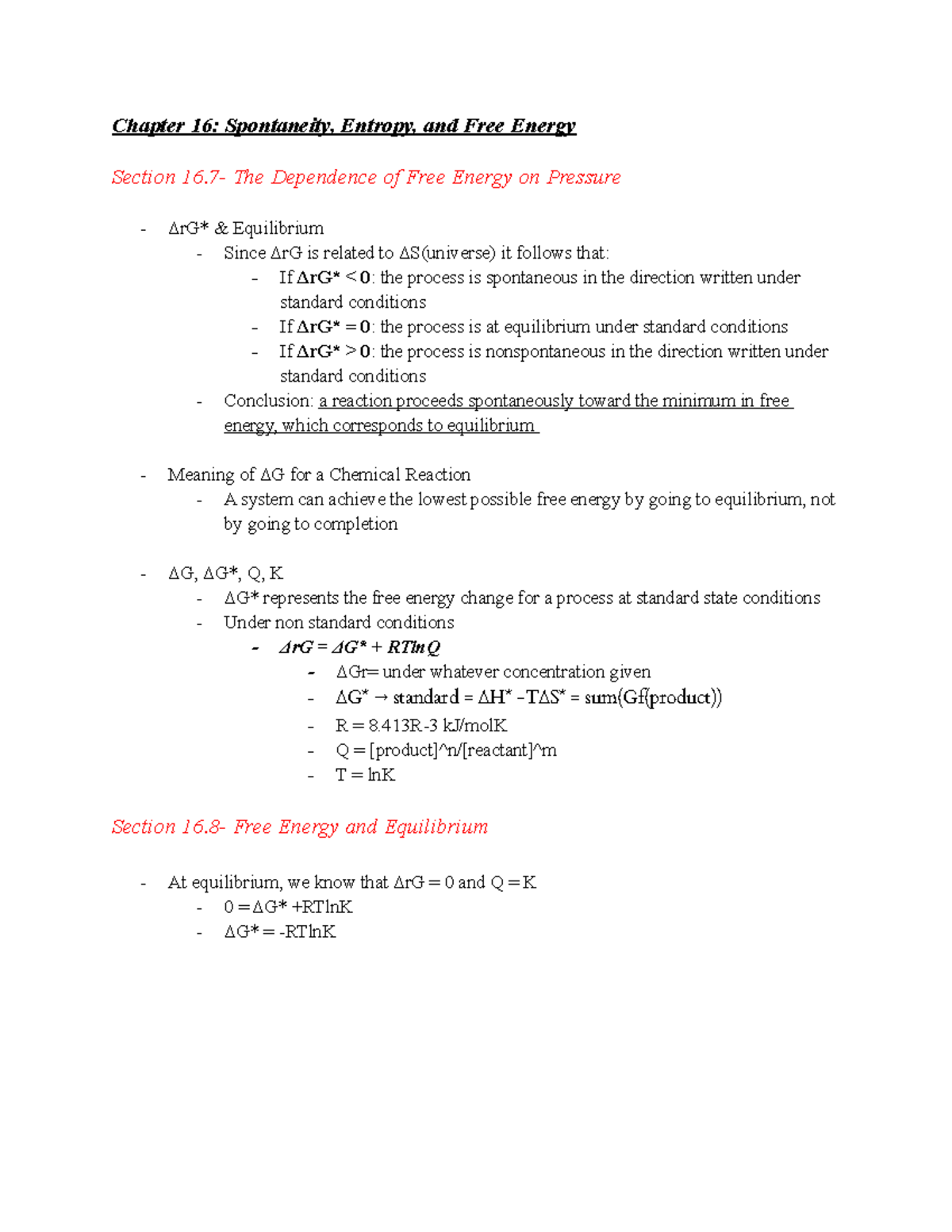 Chemistry 102 Ch. 16 (pt 2) Lecture Notes - Chapter 16: Spontaneity ...