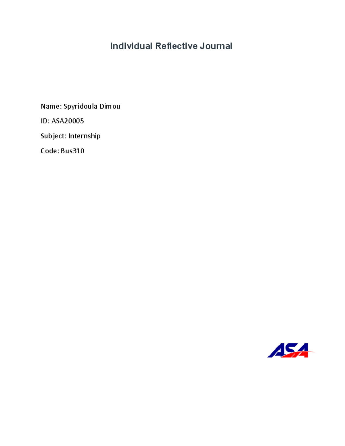 Individual Reflective Journal 1st Assessment - Individual Reflective ...