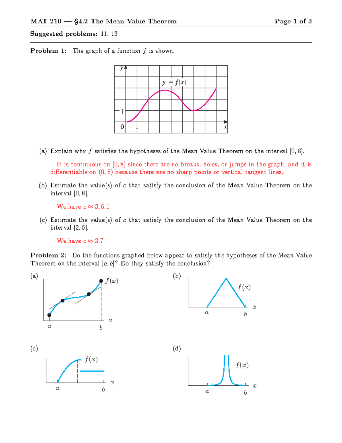 10-26 4.2 The Mean Value Theorem, Solutions - MAT 210 — §4 The Mean ...