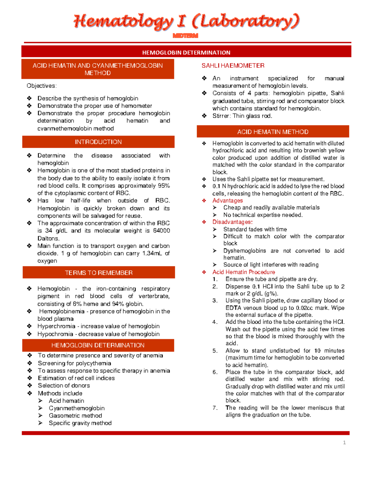 Hematocrit AND Hemoglobin Determination no name - HEMOGLOBIN ...