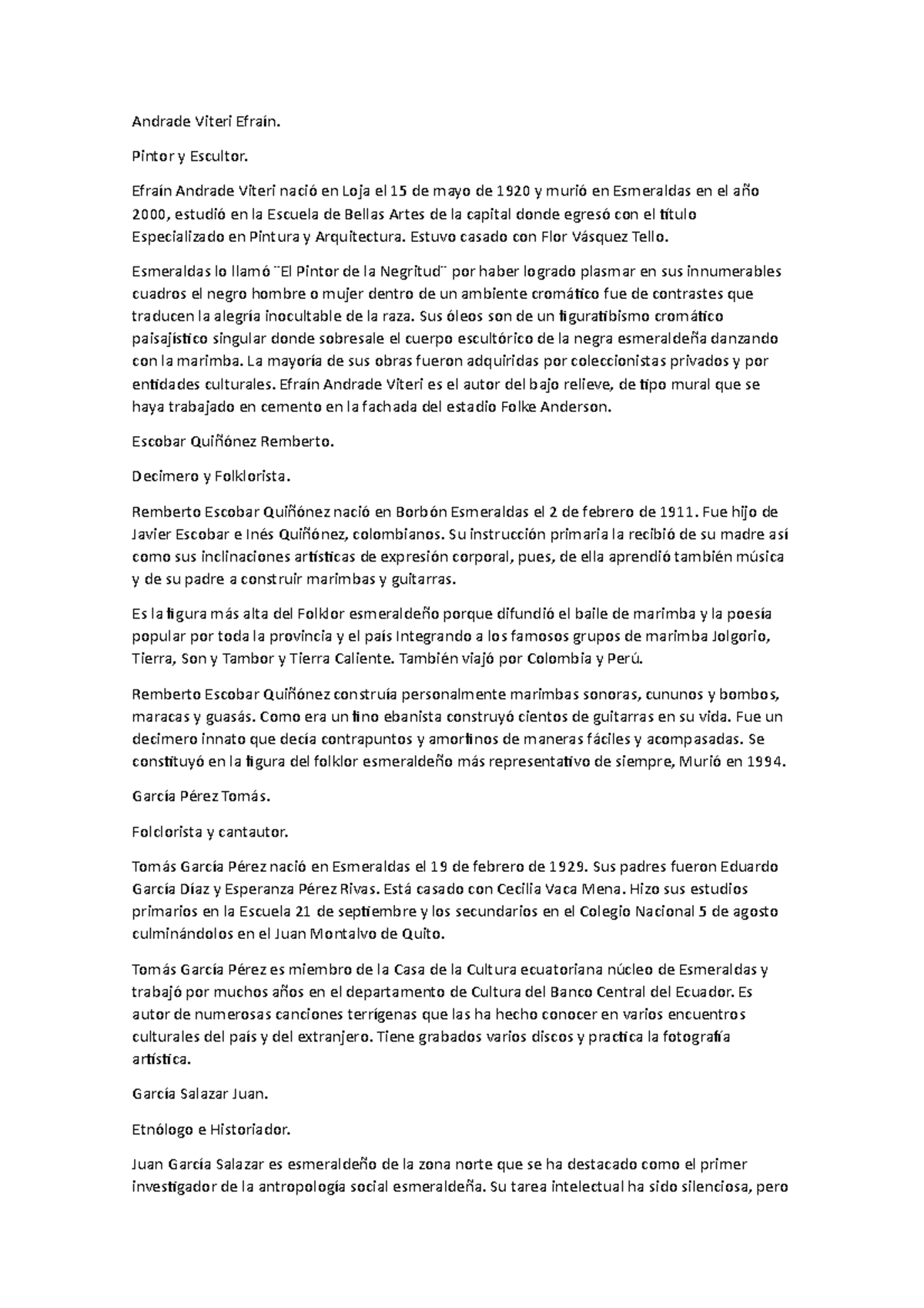 5 grandes - Prácticas - Andrade Viteri Efraín. Pintor y Escultor ...