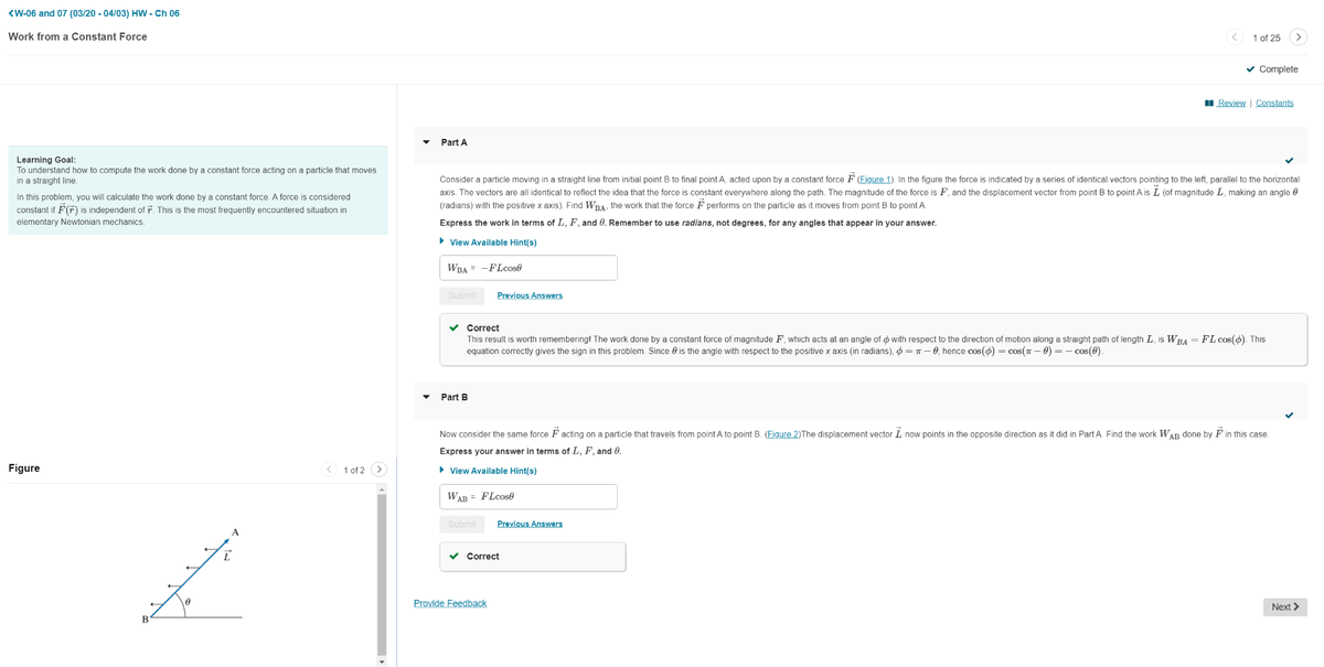 Mastering Physics - Ch 6 - Work from a Constant Force - PHY 4A - Studocu